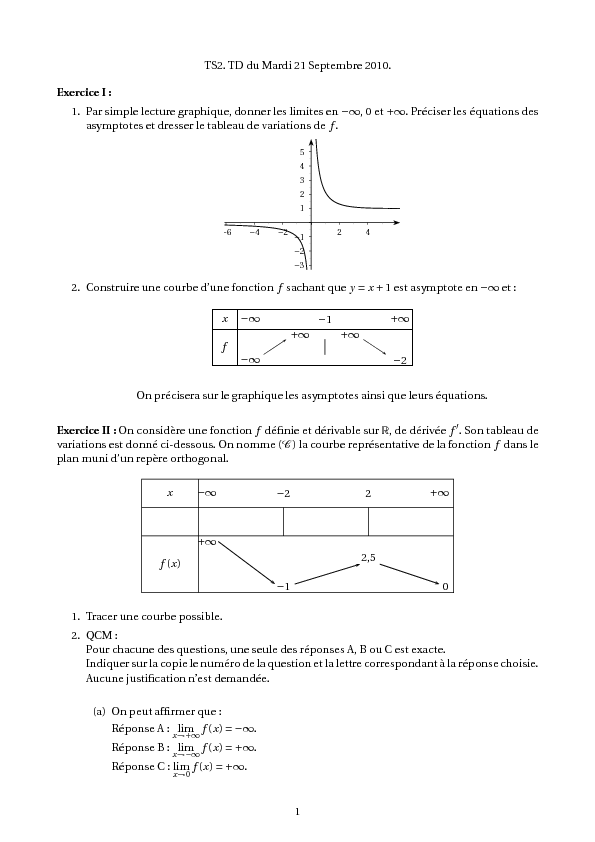 TS2 : Prepa DC1 - Maths au lycée Prévert