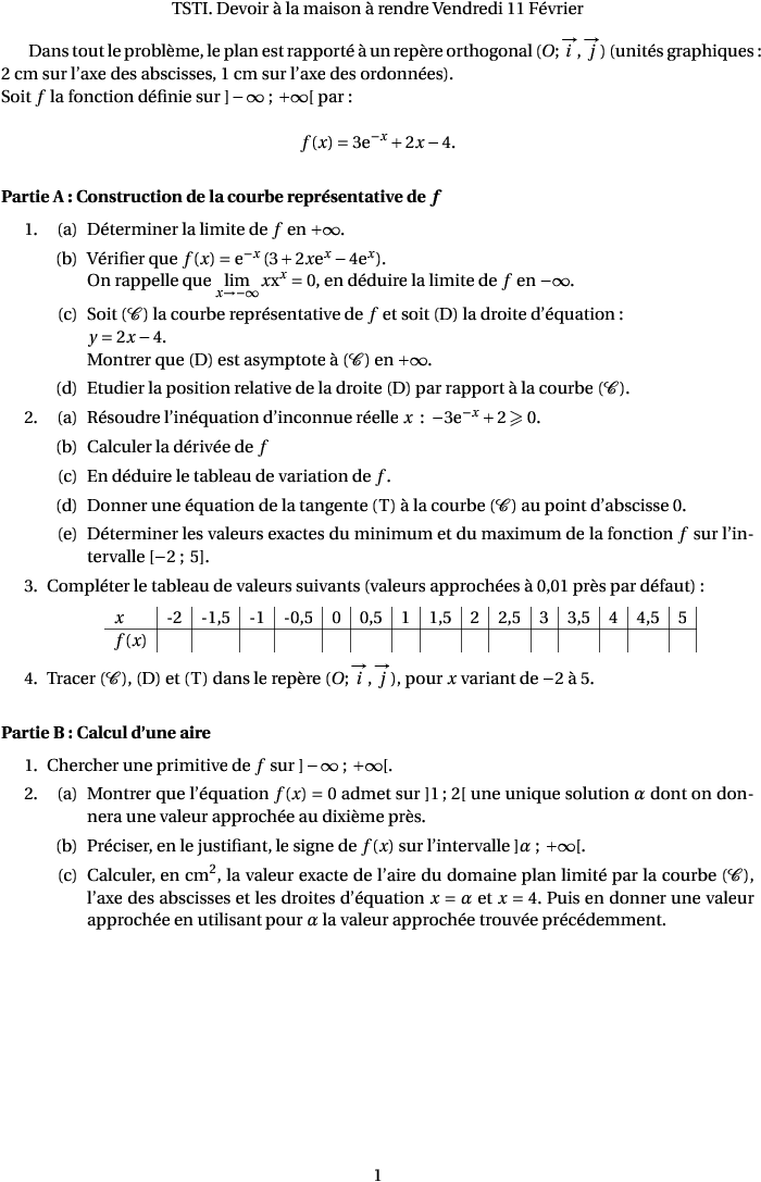TSTI : Problème n°6 - Maths au lycée Prévert