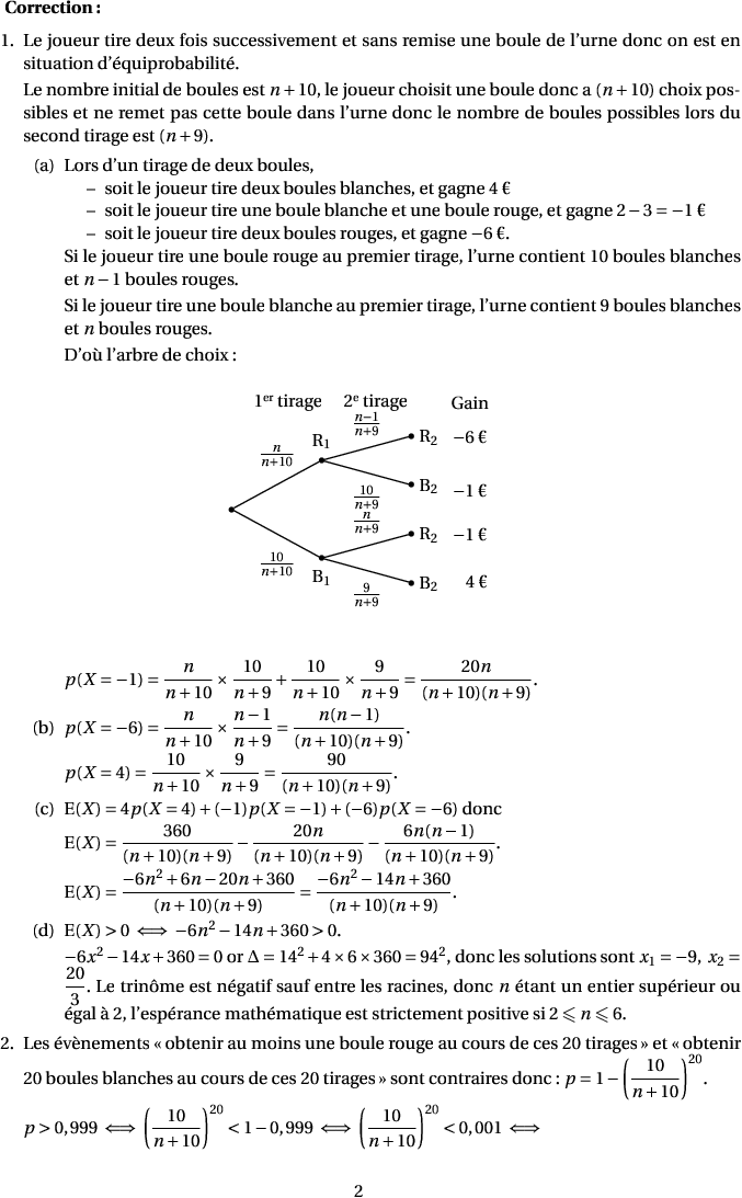 TS2 : Devoir à la maison pour le 17 Mai 2011 - Maths au lycée Prévert